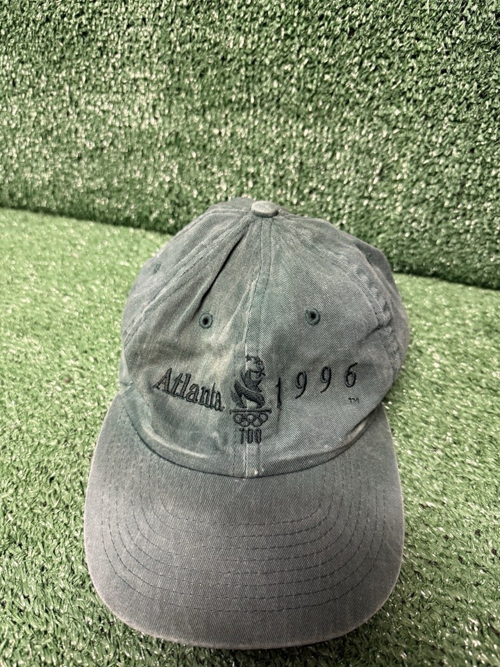 Vintage Atlanta 1996 Olympics Hat Cap Snap Back Mens The Game Green ...