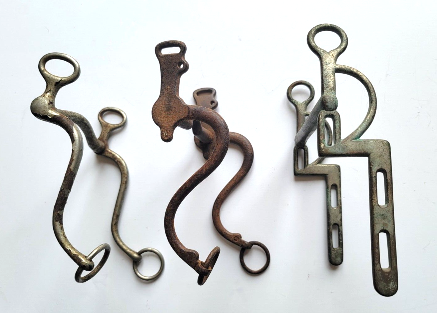 LOT of (3) Antique Western Horse Bits/Riding Tack/Equine Decor/Military ...