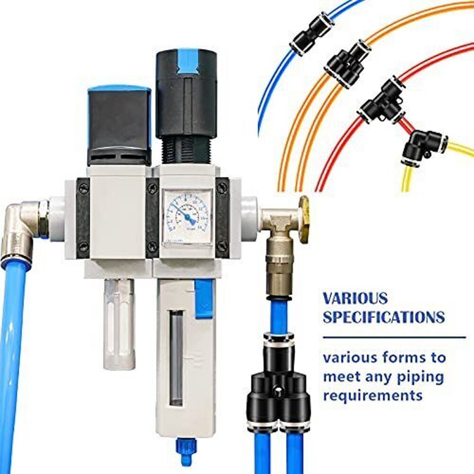 Push to Connect Fittings Air Line pneumatic Fittings Kit,60Pieces Quick ...