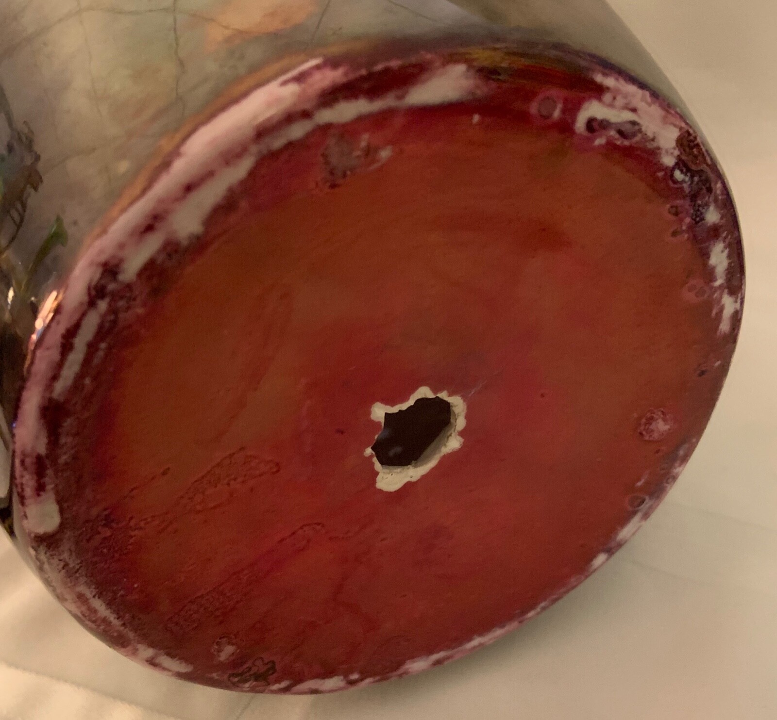 WELLER POTTERY LARGE SCENIC LAMAR VASE/LAMP BASE WITH WOLF & ELK ...