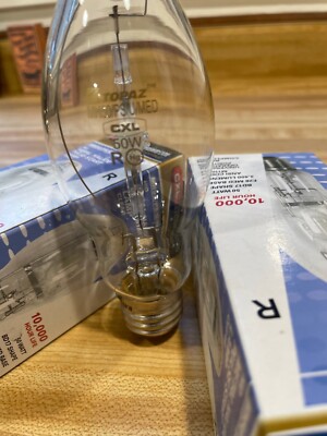 (2) 50 Watt Pulse Start Clear Medium Base ED17 Metal Halide Bulbs MH50 ...