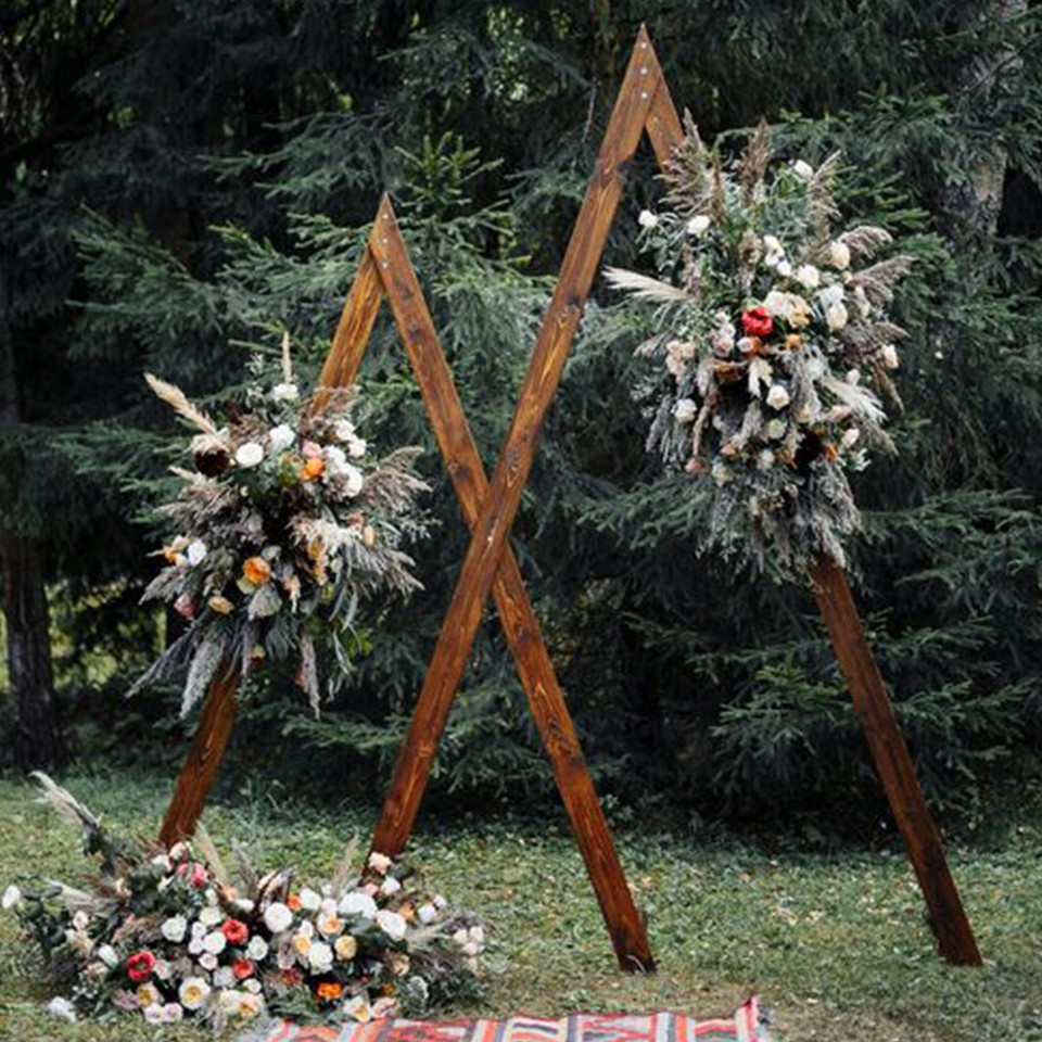 2PCS Nesting Triangle Wood Wedding Arches Arbor Floral Archway Backdrop ...