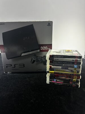 PlayStation 3 PS3 Slim 320GB Boxed Console + 1x Controllers + Games ...