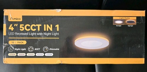 Amico 12 Pack 4 Inch 5CCT LED Recessed Ceiling Light with Night Light ...