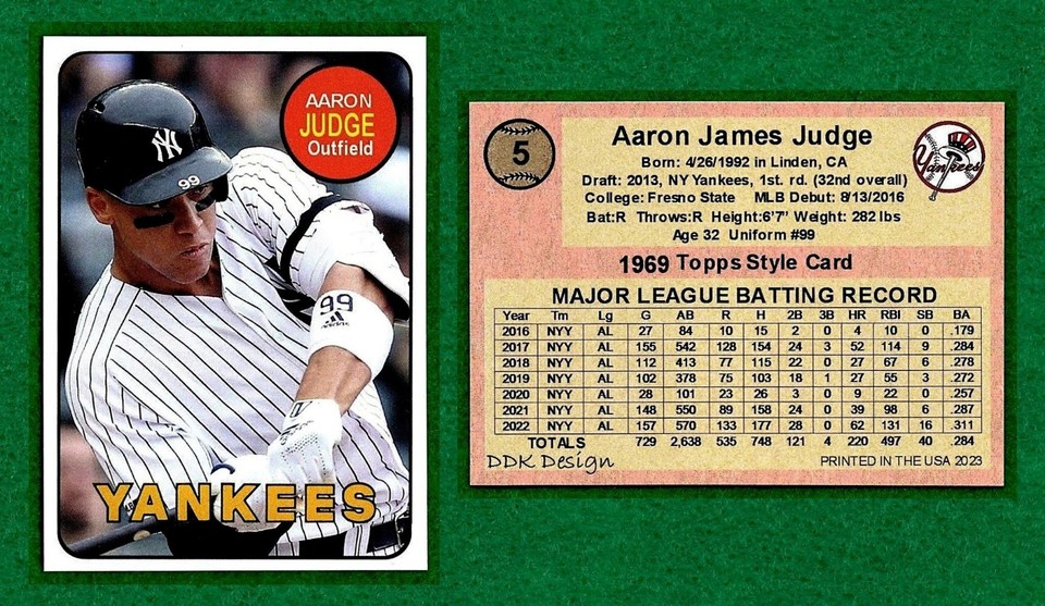 Lot of 4 DDK Design Aaron Judge Baseball Cards New York Yankees | eBay