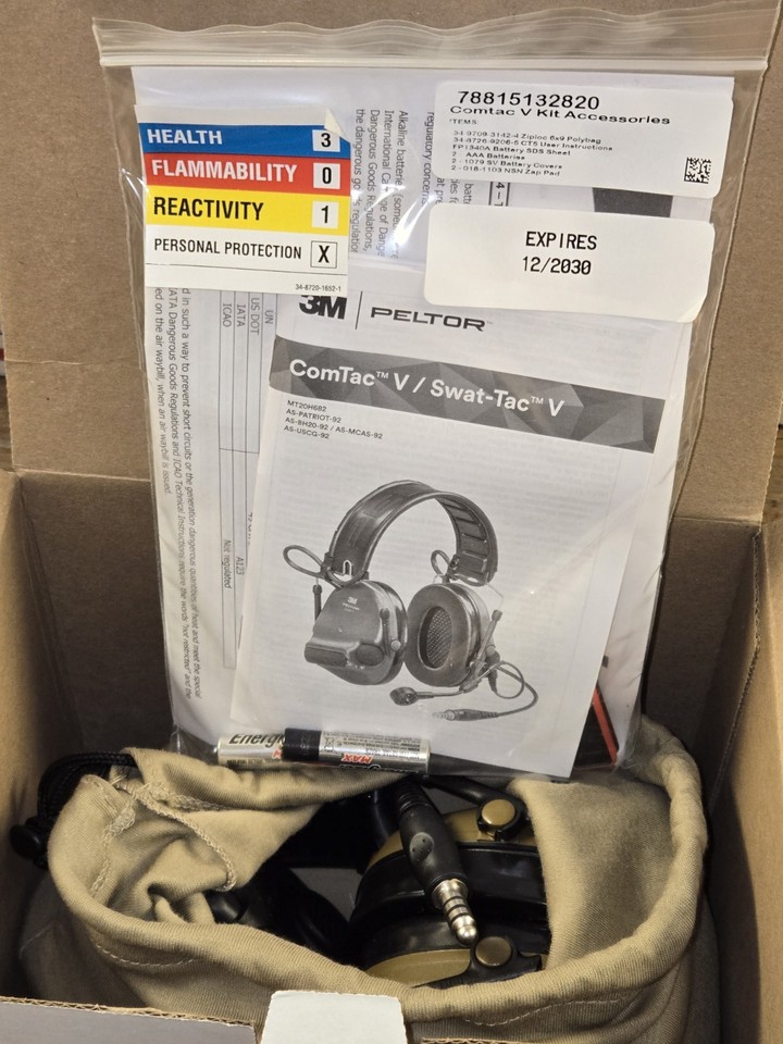 Brand New! 3M PELTOR ComTac V Hearing Protector Kit, MT20H682FB-47 ...