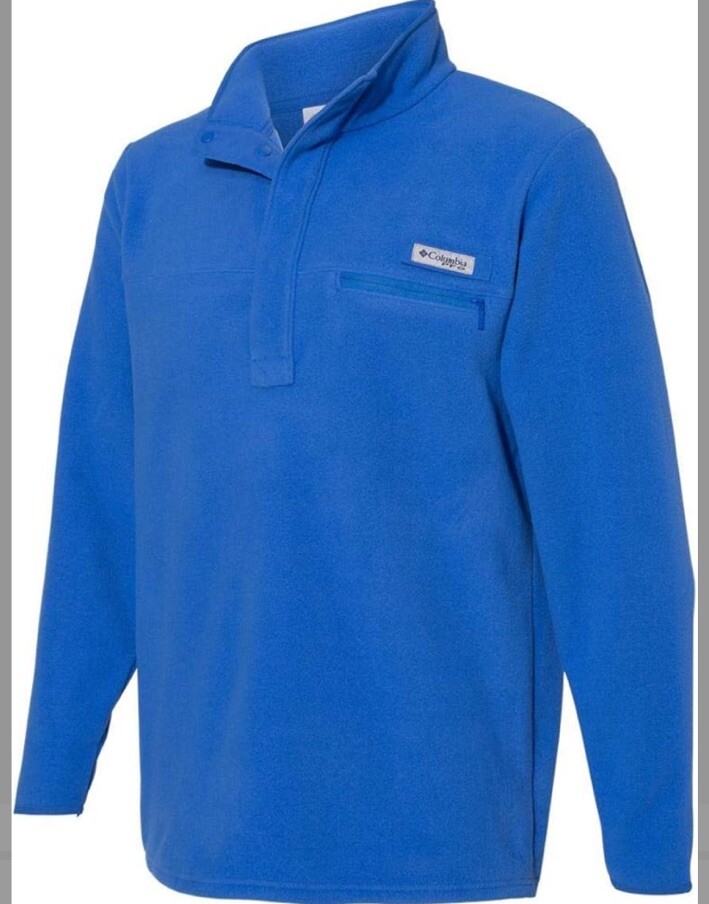 Columbia PFG Fleece Pullover 1/4 Button Up Blue Men's Size XL New Wit ...
