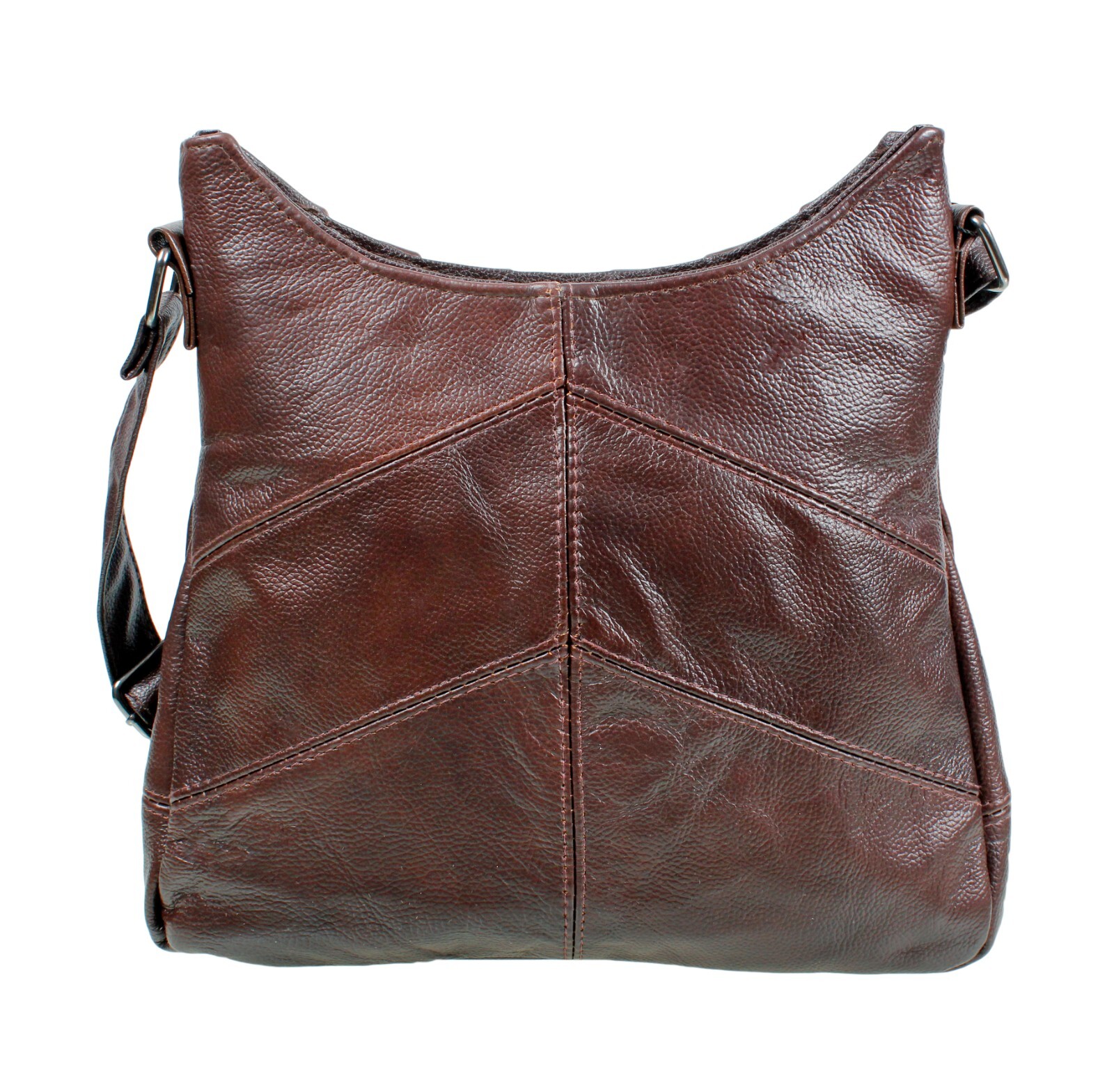 Ladies Women Cowhide Leather Handbag Dark BROWN Soft Cross Body ...