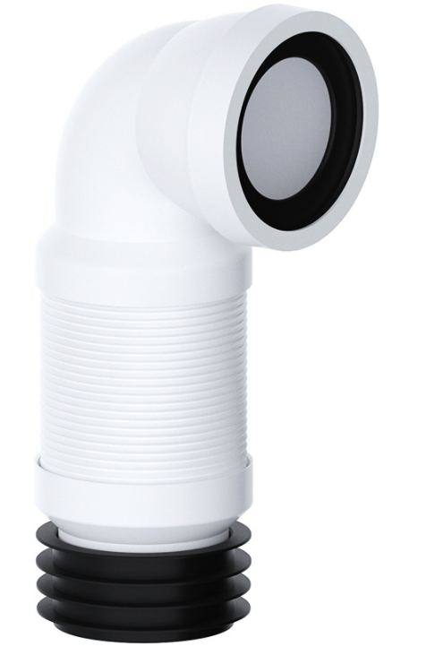 LONG FLEXIBLE WC PAN CONNECTOR 300mm 600mm ANGLED 90° FLEXI TOILET ...