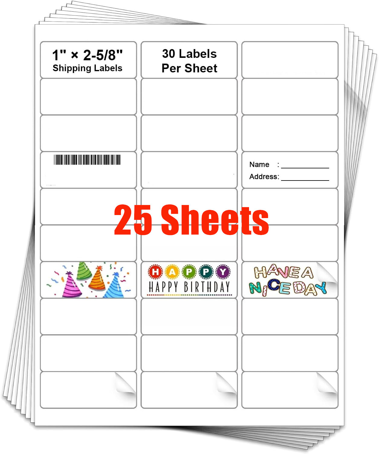 1X2-5/8 FBA Address Shipping Label - Laser Ink Jet Printer 30 UP ...