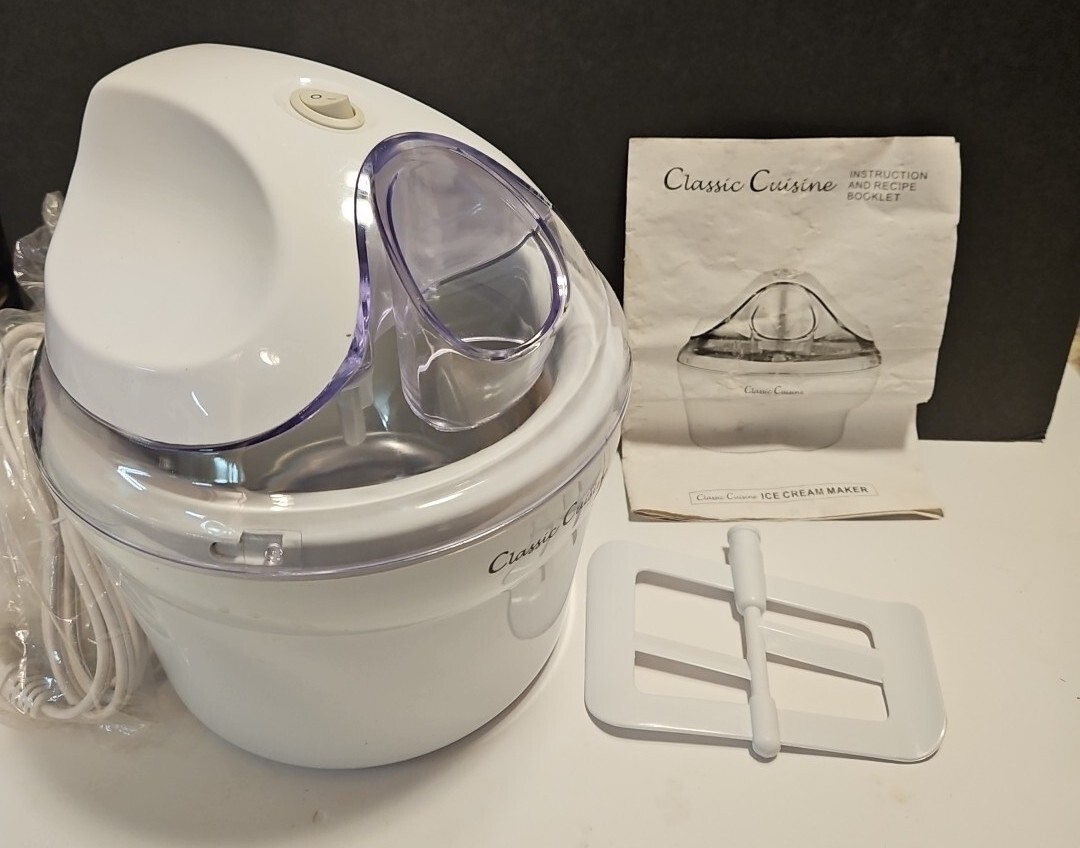Classic Cuisine Ice Cream or Sorbet Maker 1 Quart Machine W/ Manual ...