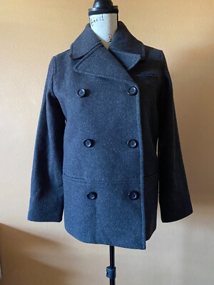 Kate Spade Saturday Gray Wool Blend Double Breast Pea Coat Size XS | eBay