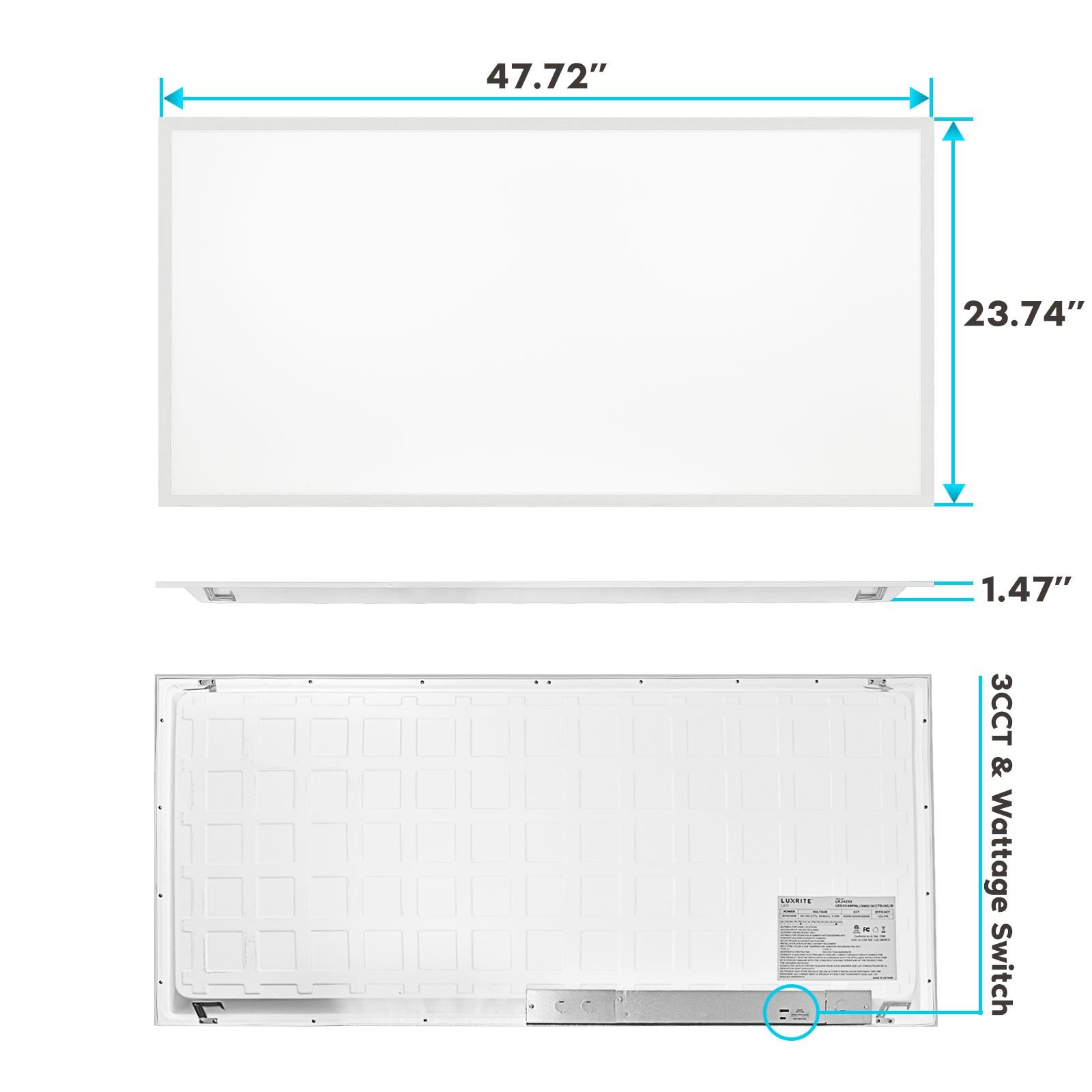 Luxrite 2x4 FT LED Flat Panel Light 30/40/50W 3 CCT 3750/5000/6250LM ...