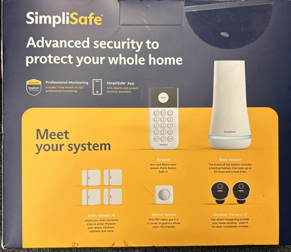 SimpliSafe Home Security System With 2 Outdoor Cameras 9-piece Kit New ...