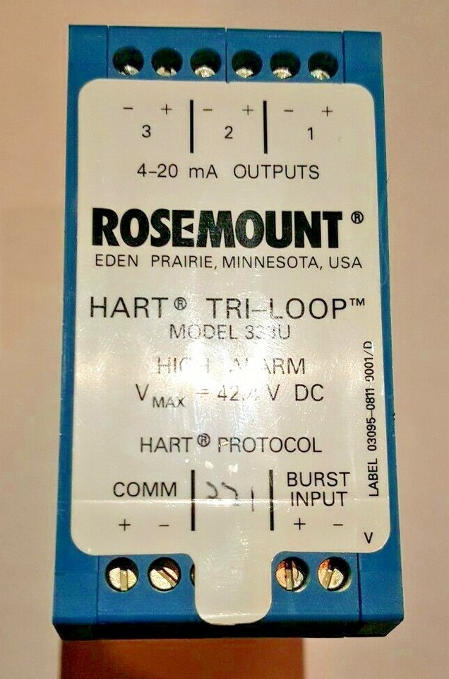 Rosemount Model 333U HART Tri-Loop HART-to-Analog Signal Converter ...