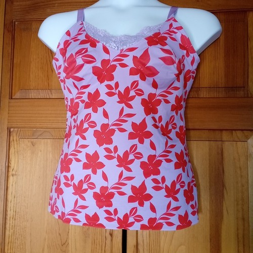 Ruby Ribbon Diva Lace Cami Shaping Tank Top Purple Red Hibiscus Lace ...