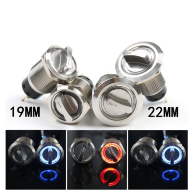 19mm metal rotary button Switch brass latching 2/3 position 2NO2NC ...