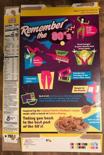 Golden Grahams Retro Recipe Made With Real Honey Cereal Box FLAT EMPTY ...
