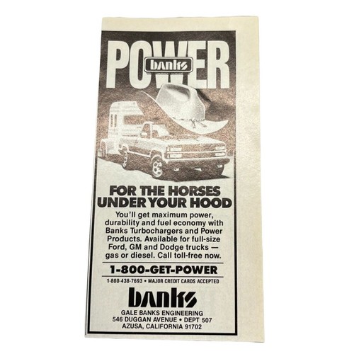 1993 Gale Banks Turbochargers Vintage Print Ad Ford GM Dodge Azusa CA ...