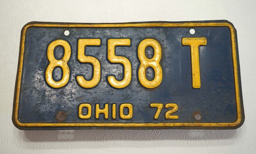 Vintage 1972 Ohio License Plate Tag Original Paint 8558T 8558 T Truck ...