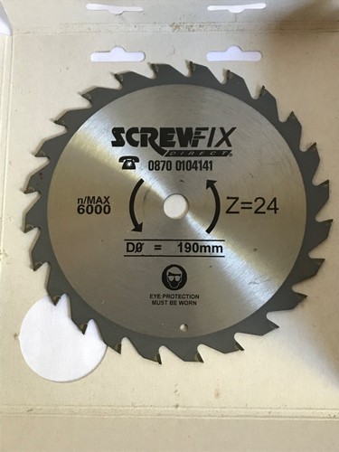 Screwfix circular saw blade 190mm 16mm 24Z | eBay UK