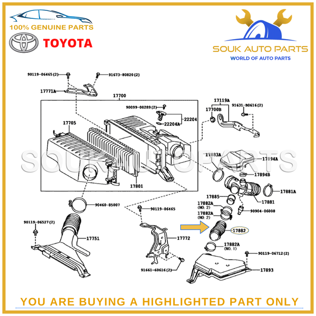 1788220140 Genuine Toyota Hose Air Cleaner No.2 17882-20140 for sale ...