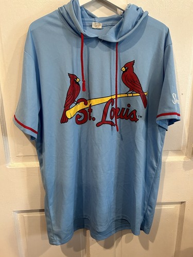 St. Louis Cardinals Shane Co. Hoodie Jersey Short Sleeve Light Blue ...
