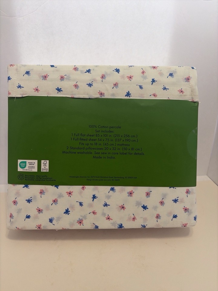 Kate Spade New York Full Sheet Set Floral 100% Cotton Percale NEW | eBay