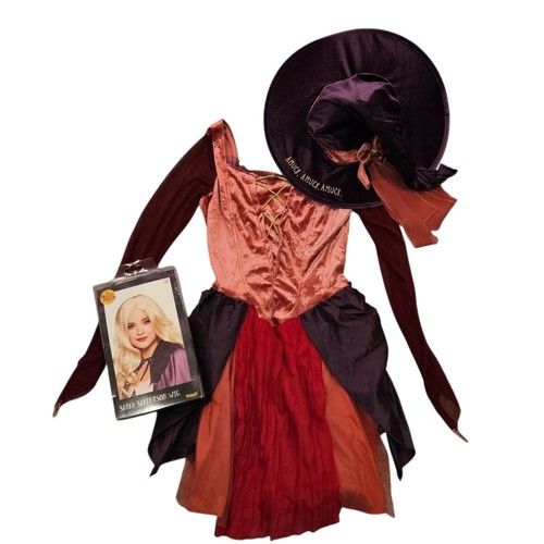 Disney Hocus Pocus Sarah Sanderson Costume Set Dress Hat Wig Spirit ...
