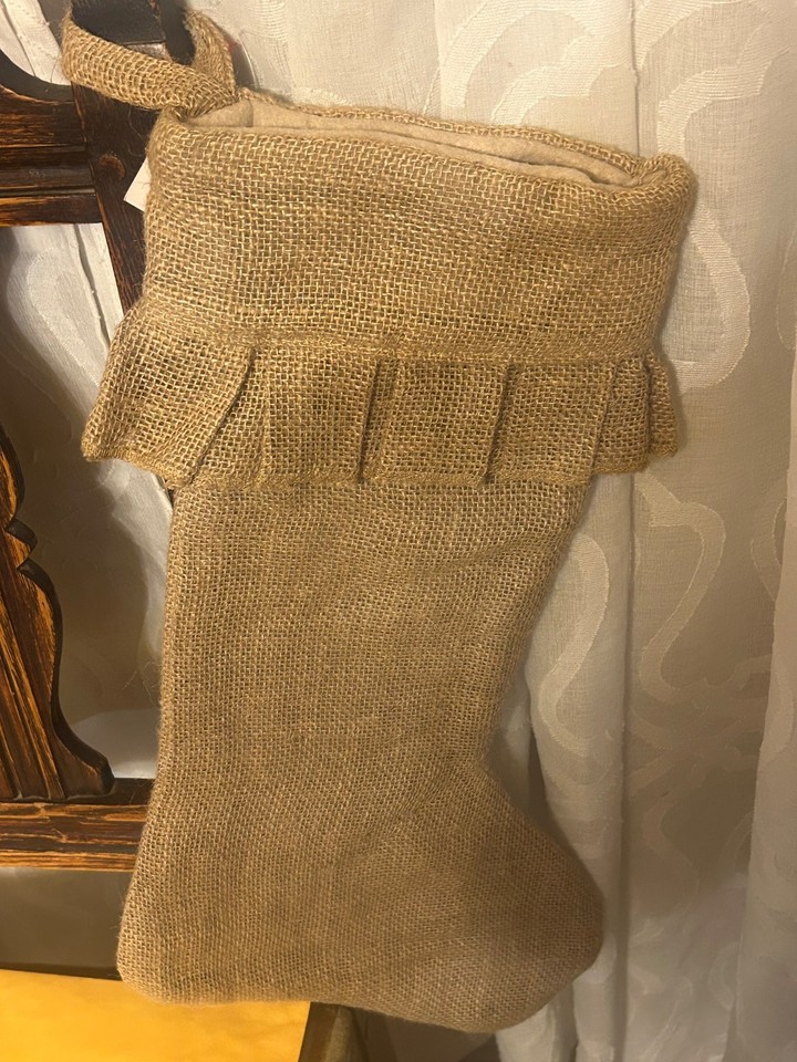 100% Natural Burlap Jute Holiday Christmas Stocking 19 in | eBay