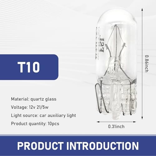 10 PCS Automotive Bulb, T10 12v 3w Miniature Bright Turn 10 PCS #T10 ...