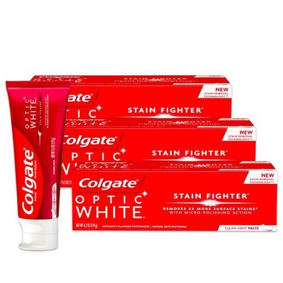 Colgate Optic White Anticavity Fluoride Toothpaste Pack Of 3 Stain ...