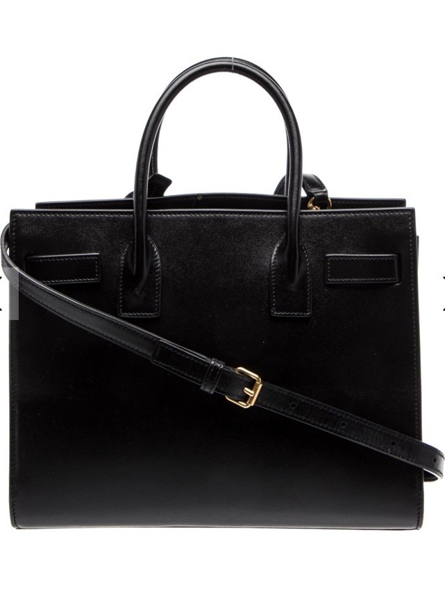 Saint Laurent Black Satchel Top Handle Bag Gold Hardware Detachable ...