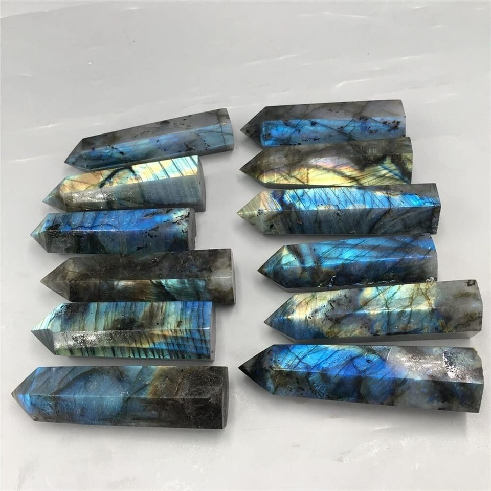 Wholesale Lot 1 Lb Natural Labradorite Stone Obelisk Tower Crystal Wand ...