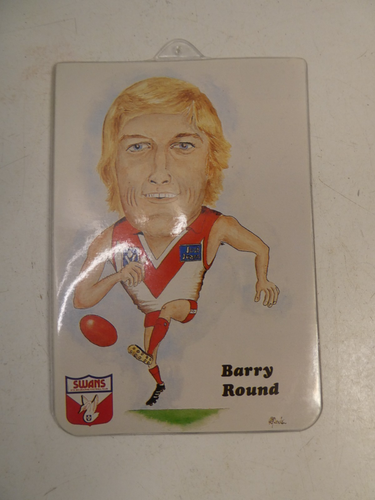 VFL PIN ON CARD BARRY ROUND SWANS SOUTH MELBOURNE / SYDNEY VFL AFL ...