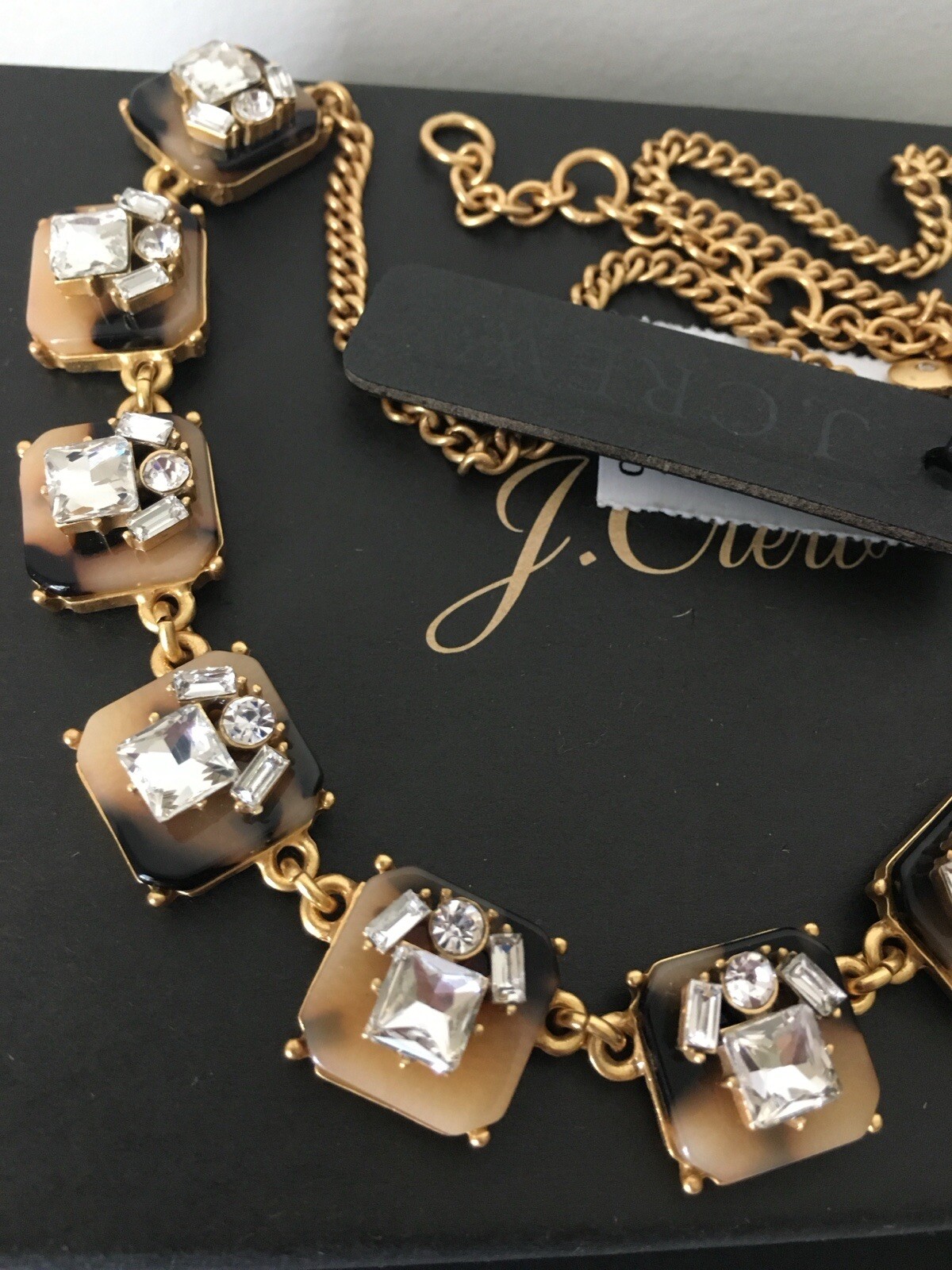 NWT J. Crew Tortoise Shell Crystal Necklace & J Crew Bag | eBay