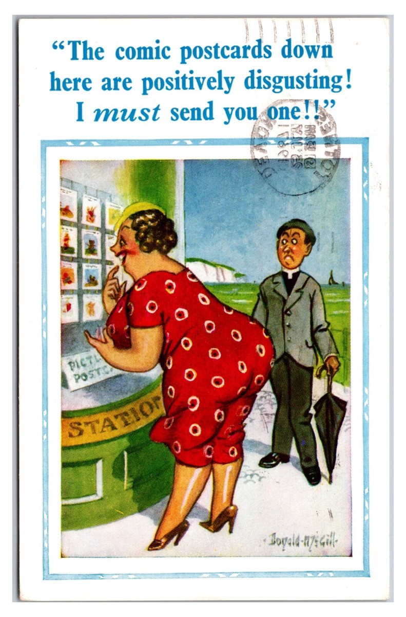 Vintage 1960s Funny Postcards Retro 1950s Housewife "No Cure For