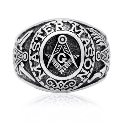 925 Sterling Silver Freemason Masonic Master Mason Compass Ring | eBay