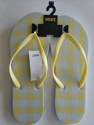 Mixit Womens Zori Yellow Gingham Flip-Flops Size 11/12 (UHL) | eBay