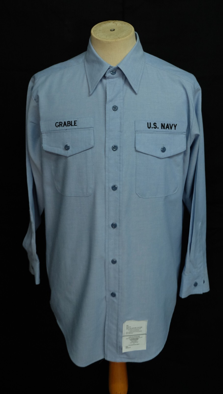 Rare Vtg US Navy Chambray Uniform Sky Blue Cotton Ble… - Gem