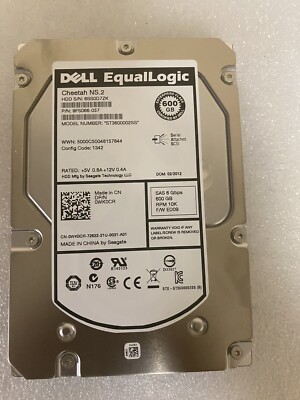 Dell EqualLogic 600GB 10K 3.5 SAS 6G Hard Drive ST3600002SS 9FS066-057 ...
