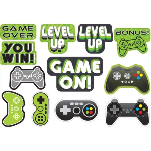 Level Up Video Gaming Controller Cutouts 12pk Kids Birthday Party ...
