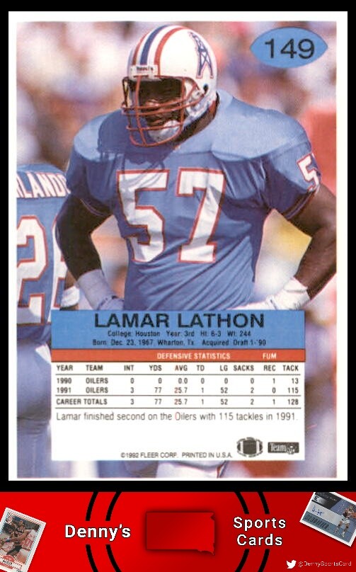1992 Fleer #149 Lamar Lathon Houston Oilers Football Card | eBay
