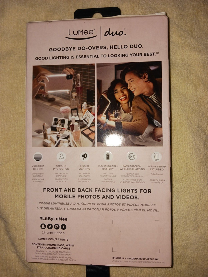 LuMee Duo Phone Case Front & Back LED Lighting Silver Glitter iPhone Xs ...