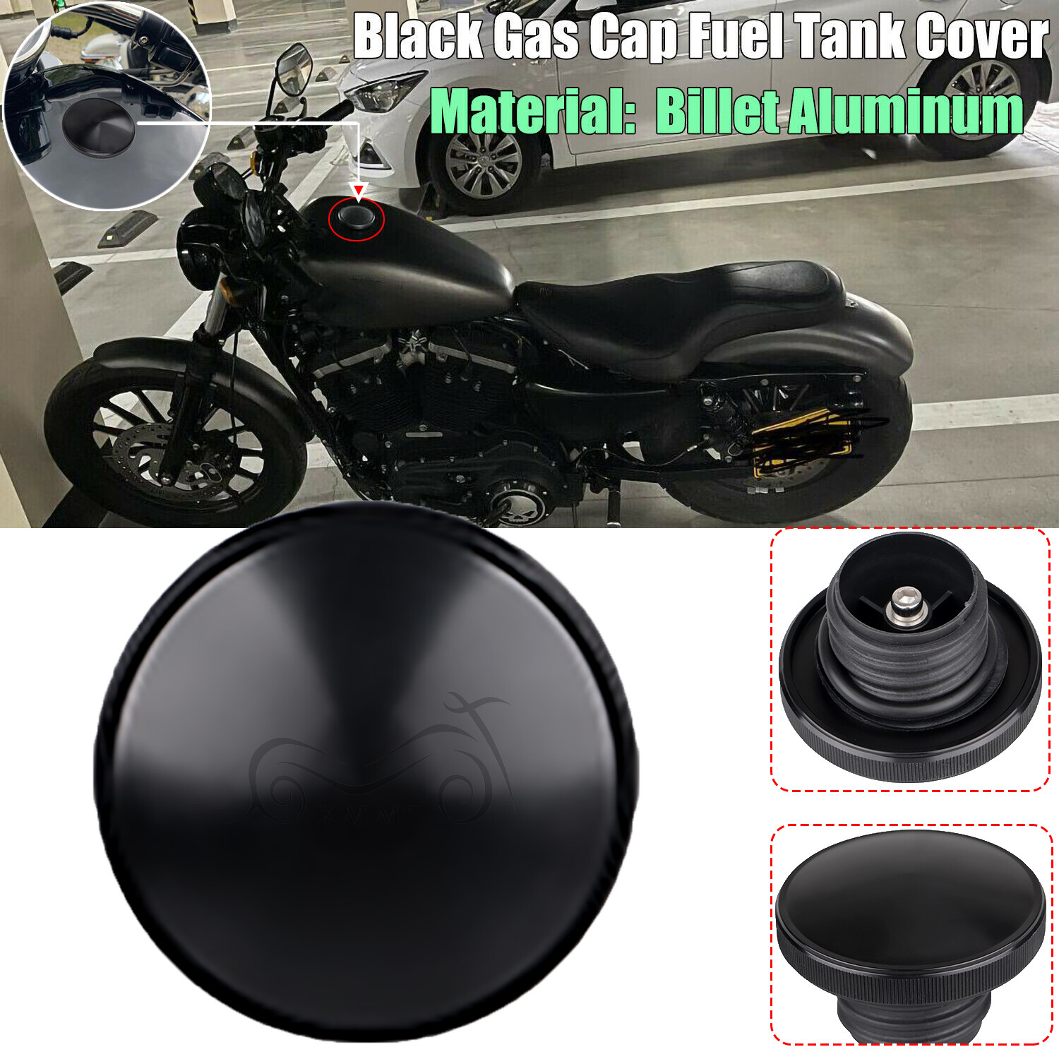 Motorcycle Black Gas Cap Fuel Tank Cover Fit For Harley Street Road ...