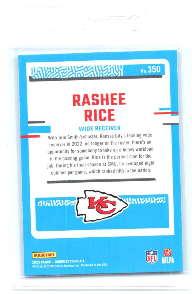 2023 PANINI DONRUSS RASHEE RICE RC SP CHIEFS ROOKIE FOOTBALL CARD | eBay