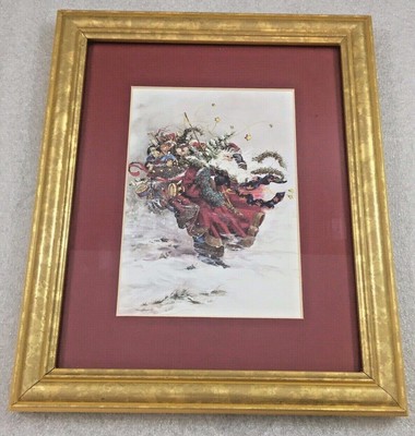 Peggy Abrams SANTA framed & Red Matte Christmas Picture 9.75" x 12" | eBay