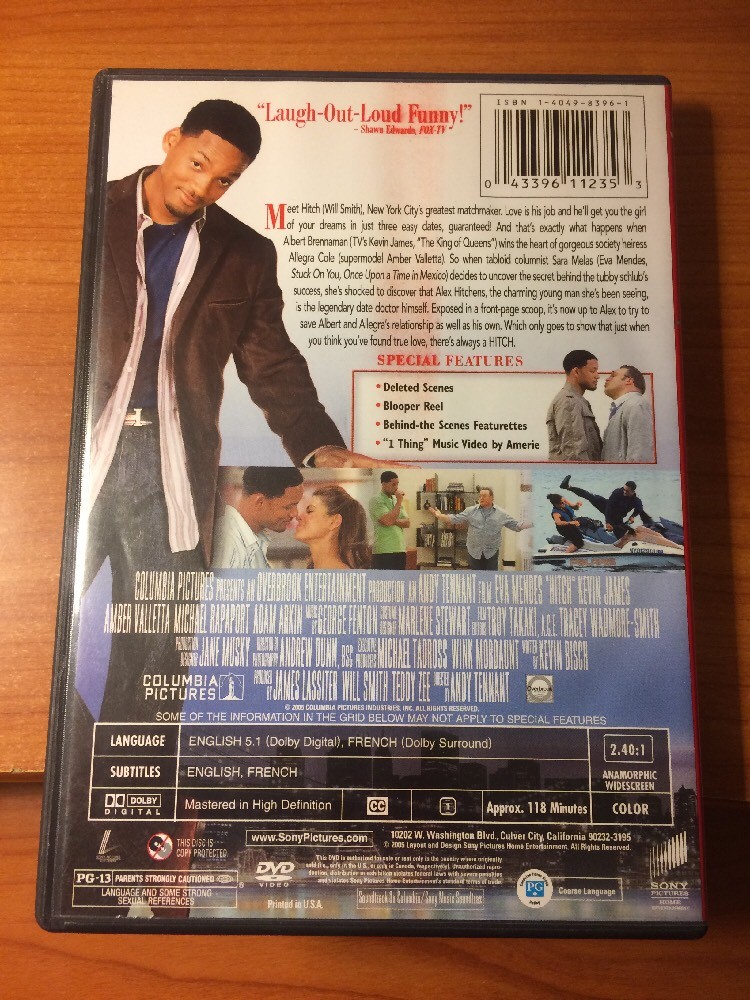 Hitch (DVD, widescreen) Will Smith, Eva Mendes, Kevin James, Adam Arkin ...