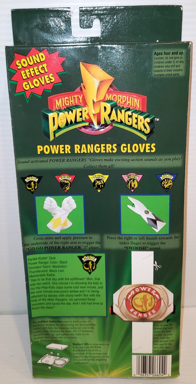 (NEW) POWER RANGERS Bandai SOUND EFFECT GLOVES ZACK FOR HALLOWEEN ...