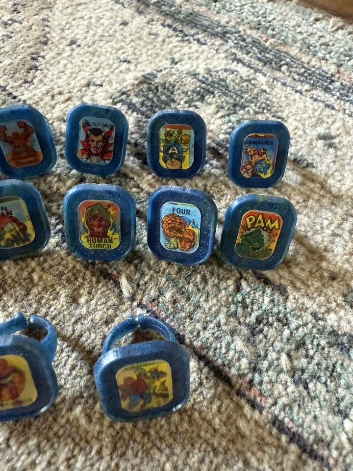 1960s Marvel Comics Flicker Rings Fantastic Four Hulk Spider-man Iron ...